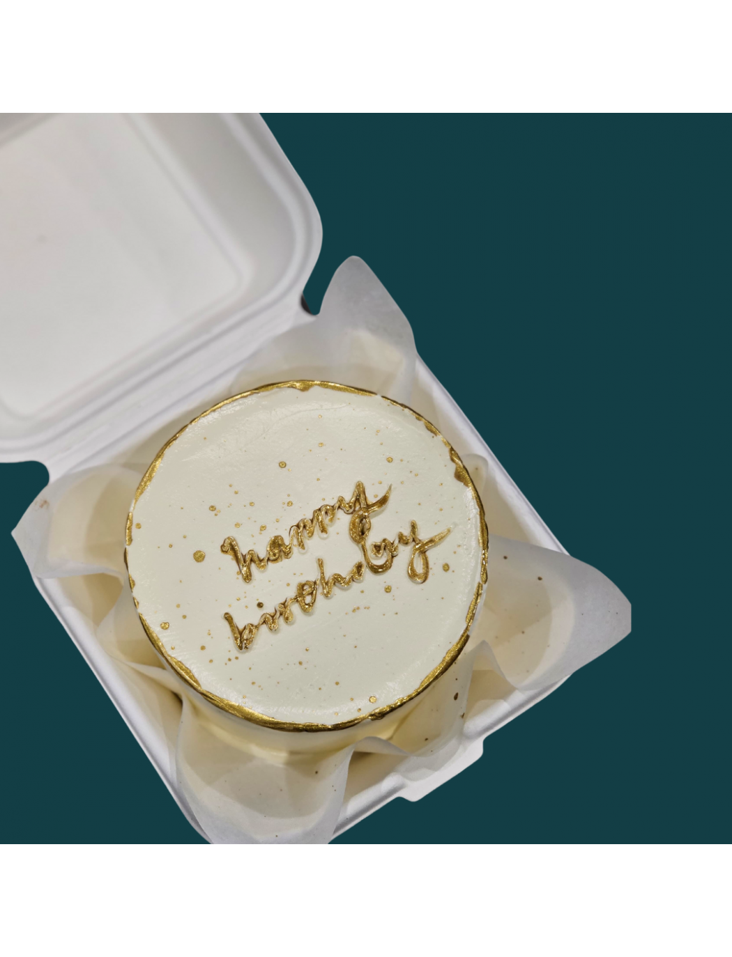 White & Gold Bento Cake Singapore | Elegant Mini Cakes SG