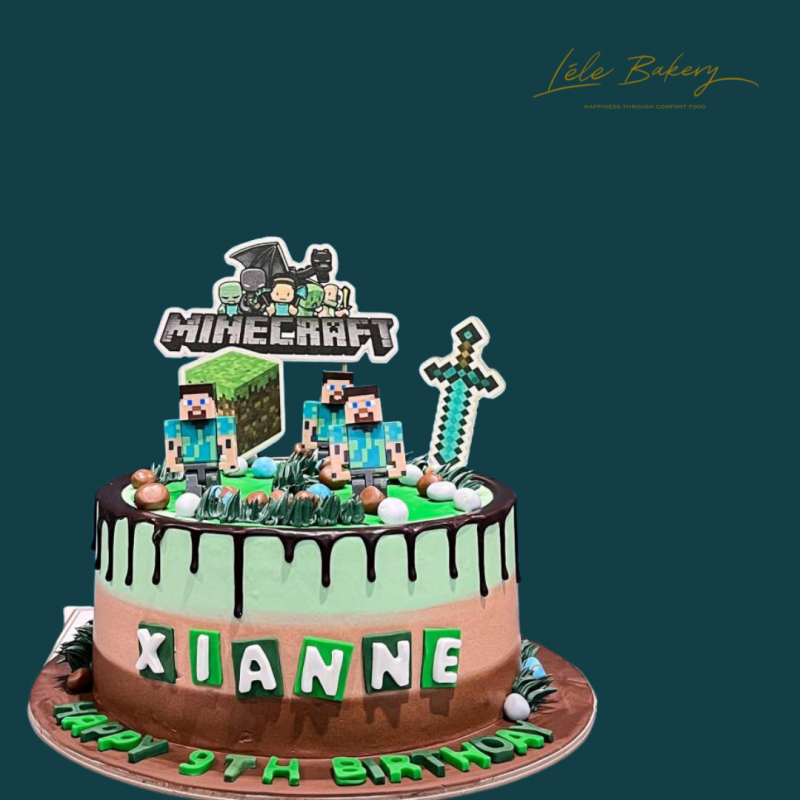 2D Topper Minecraft Cake - Ideal for Gaming Parties and Celebrations ...