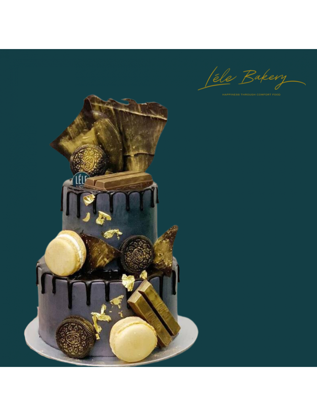 Luxurious Black Chocolate and Macarons Cake for Special Occasions ...