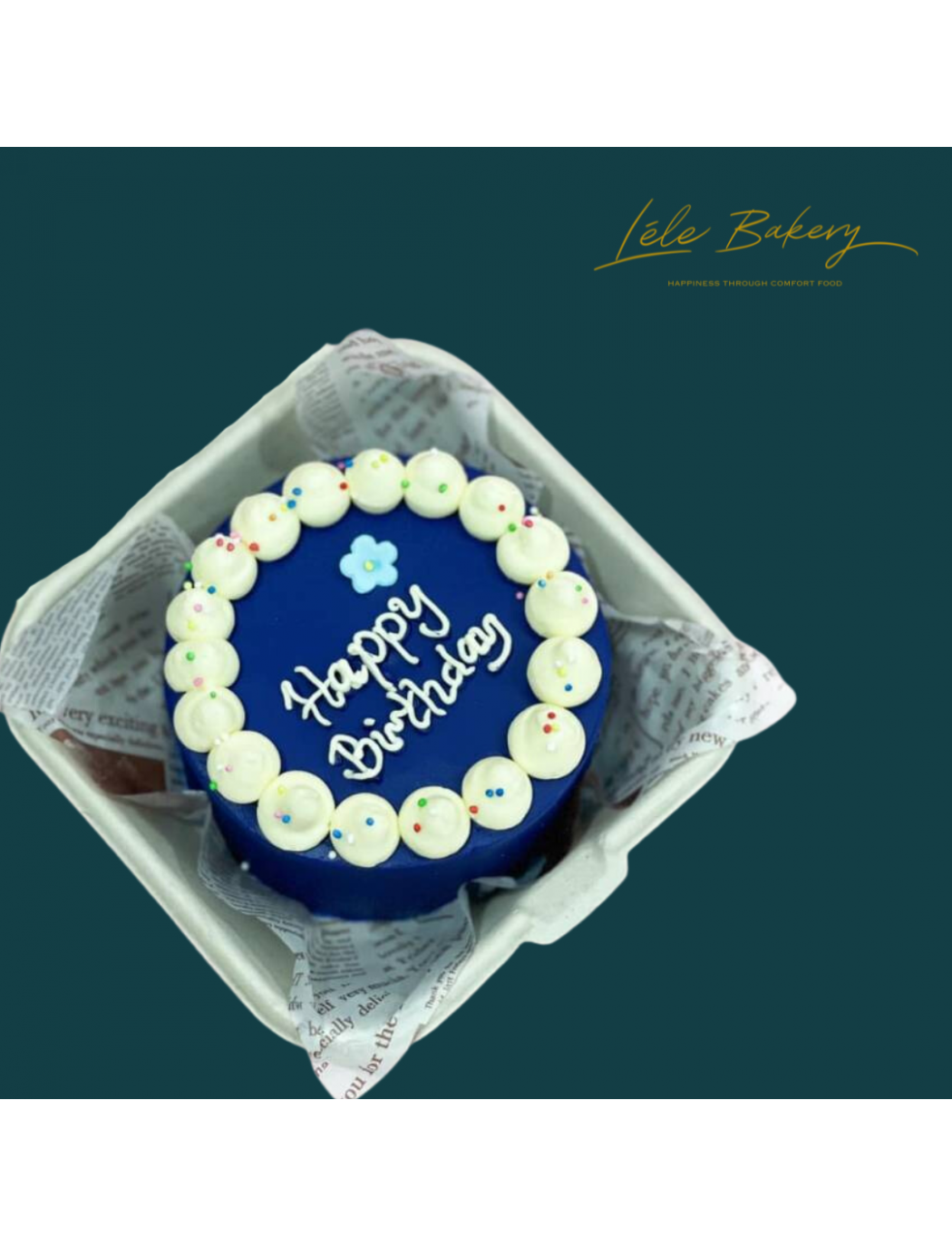 Stylish Blue Bento Cake for Sophisticated Celebrations | Lele Bakery
