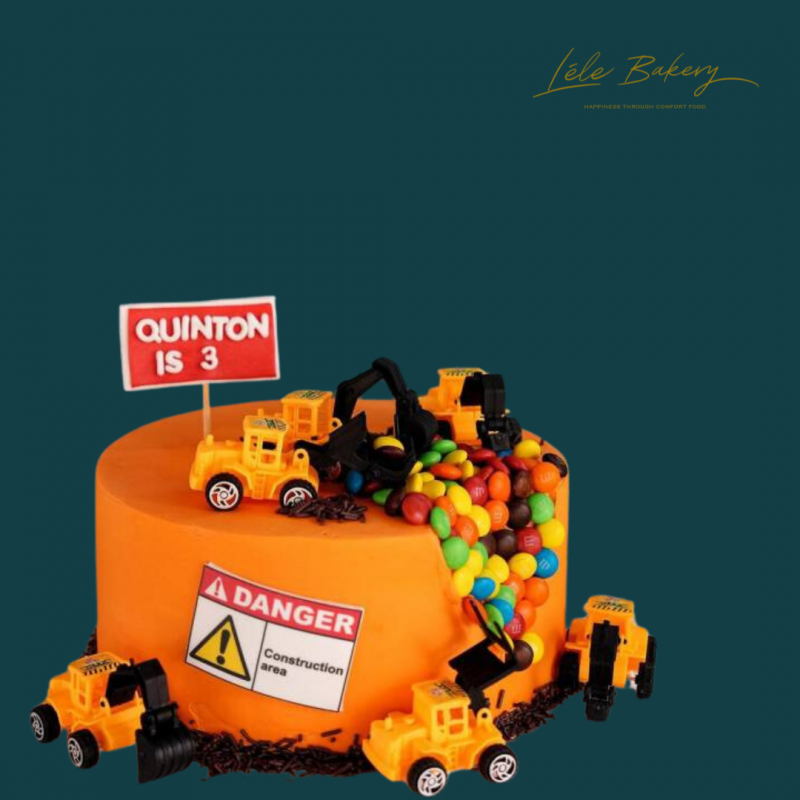 Orange Construction Cake | Fun Kids Construction Party Cakes | Lele ...