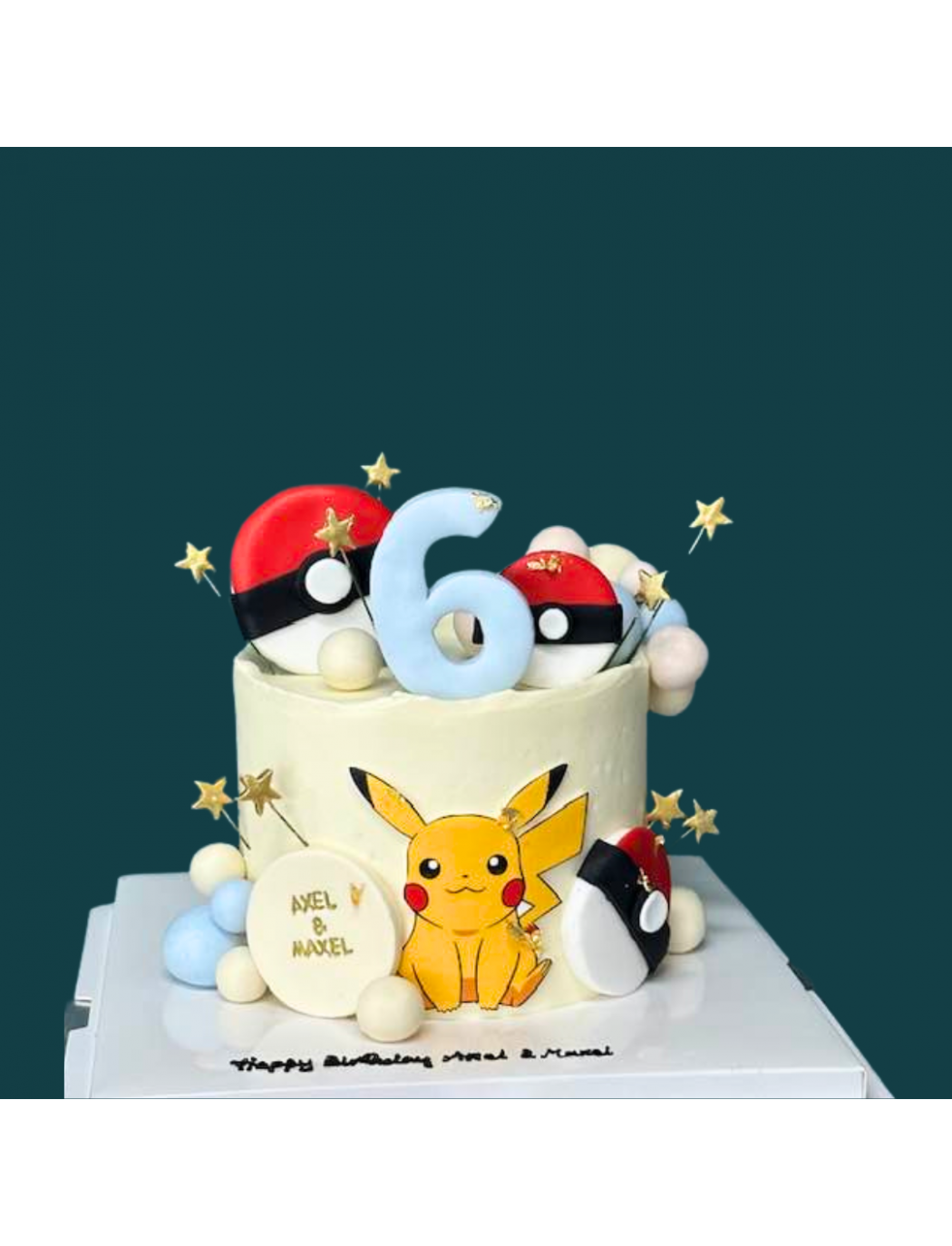 Pikachu and Pokeball Stars Cake | Themed Celebration Cakes in Singapore