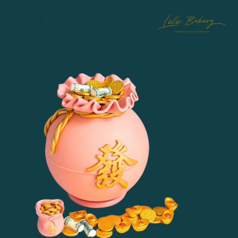 Pink Gold Treasure Bag Piñata Cake | Luxurious Celebration Cakes | Lele ...