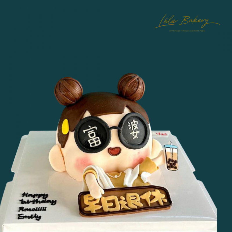 Trendy 3D Rich Lady with Bubble Tea Cake | Fashion-Themed Party Cakes ...