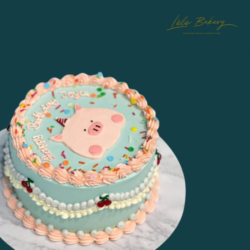 Vintage Piggy Cake - | Old school customised cake| Vintage Cake
